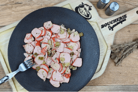 Cervelas vinaigrette | Salades | Boucherie Dynamique livraison de viande